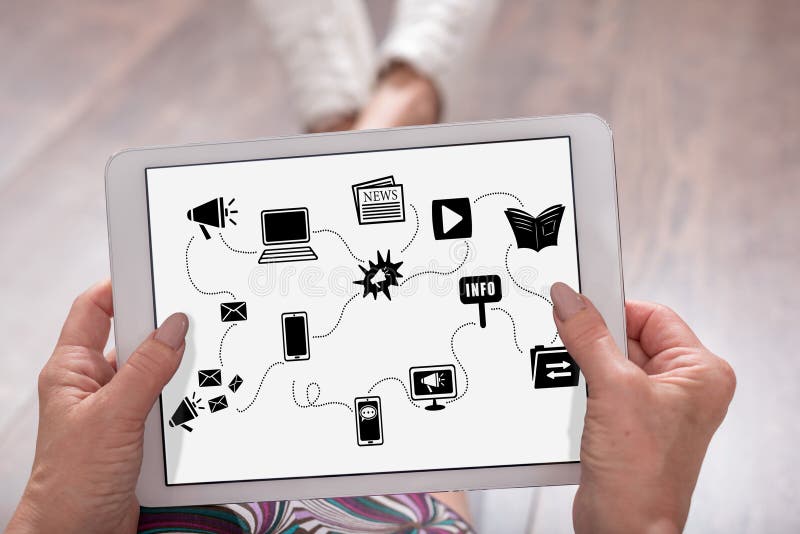 Communication Media Concept on a Tablet Stock Photo - Image of ...