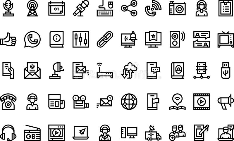 Communication and Media Icons High-Quality Vector Icons Collection with ...