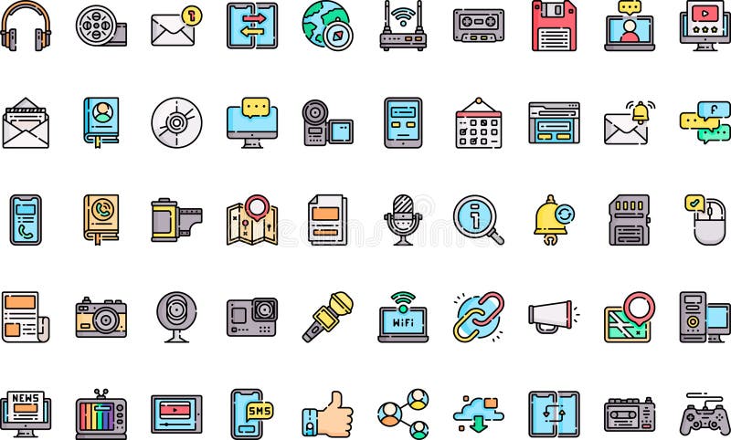 Communication and Media Icons High-Quality Vector Icons Collection with ...