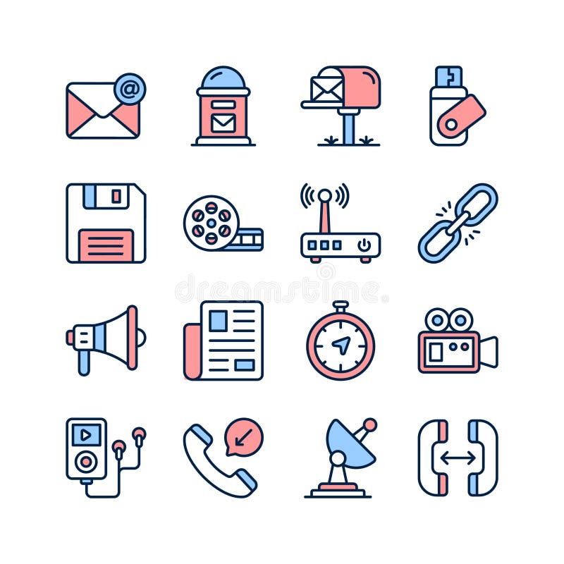 Communication and Media Technology Icons Stock Vector - Illustration of ...