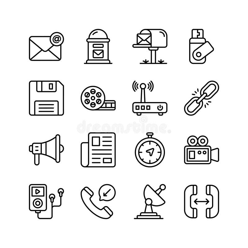 Communication and Media Technology Icons Stock Vector - Illustration of ...