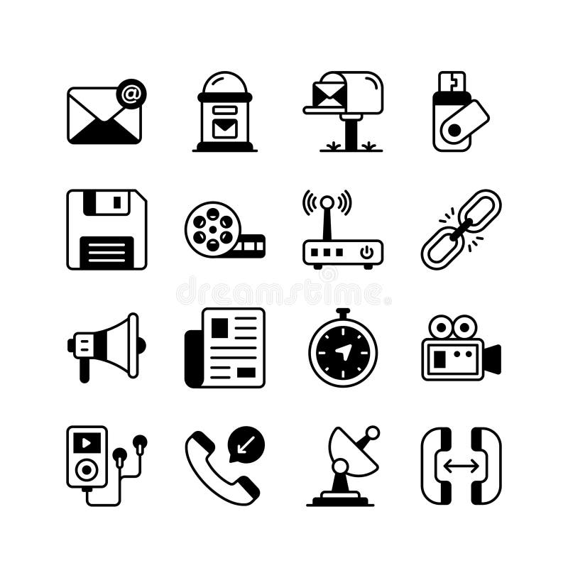 Communication and Media Technology Icons Stock Illustration ...