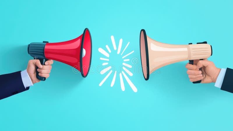 Communication with Megaphones Stock Image - Image of discussion, voice ...