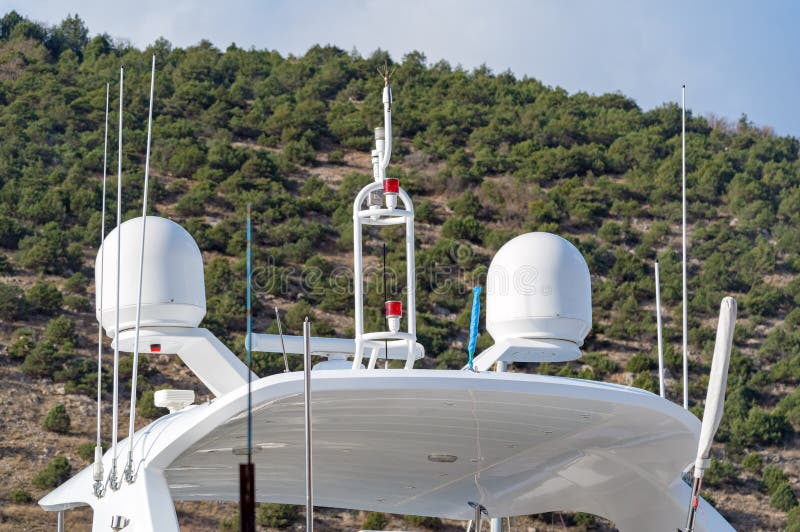 Communication and Navigation Equipment on the Mast of Ship Stock Image ...