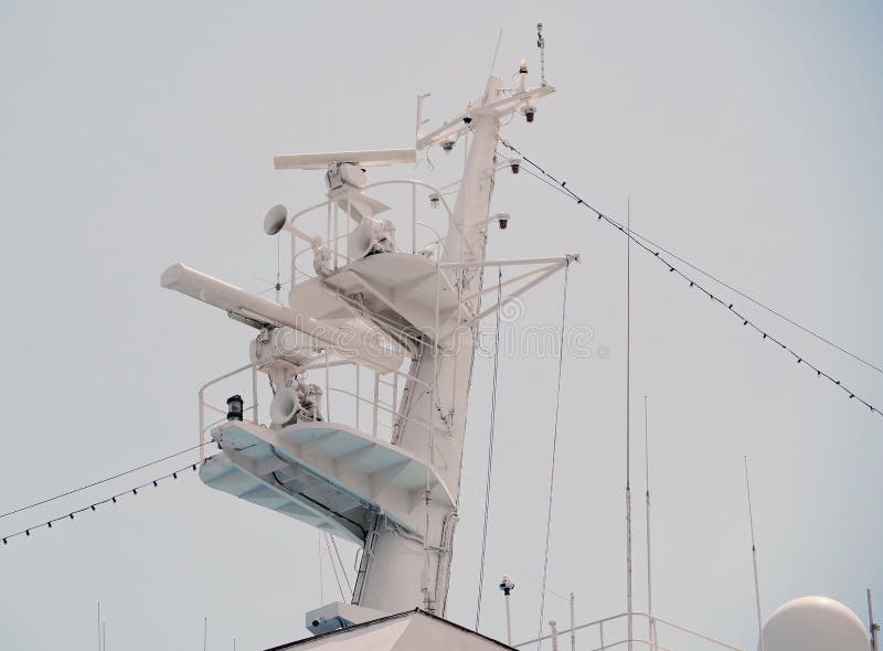 Communication and Navigation Equipment on the Mast of Ship Stock Image ...