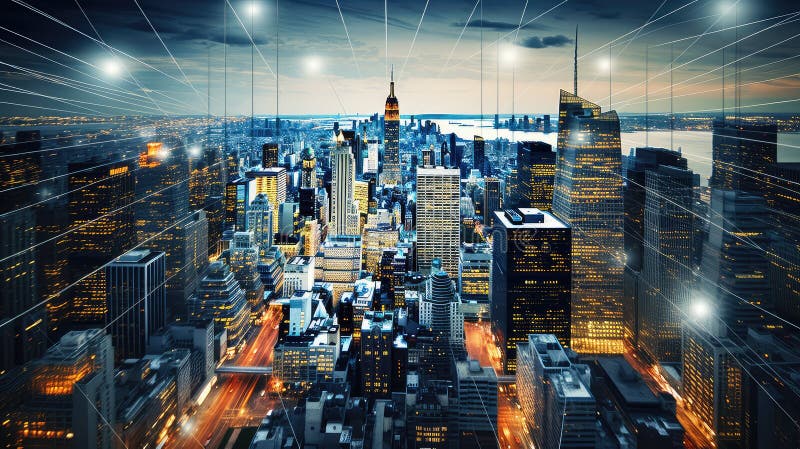 Communication Network Buildings Stock Illustration - Illustration of ...