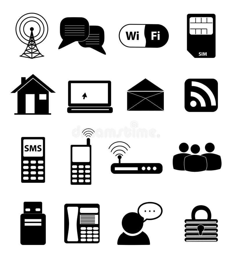 Communication Network Icons Stock Vector - Illustration of design ...