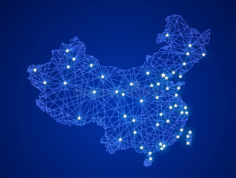 Communication Network Map of China Stock Vector - Illustration of ...