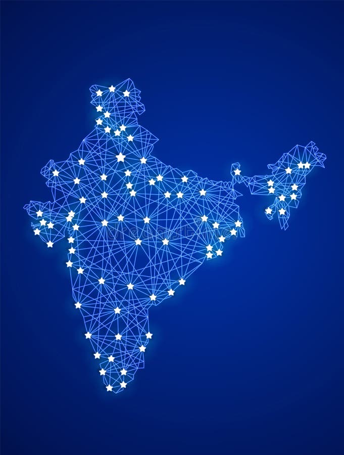 Communication Network Map of India Stock Vector - Illustration of ...