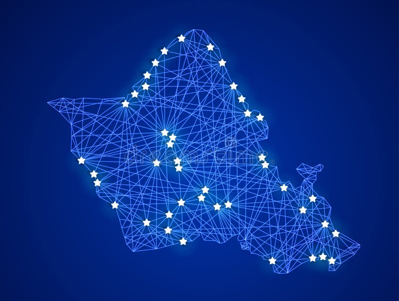 Communication Network Map of O`ahu Stock Vector - Illustration of blue ...