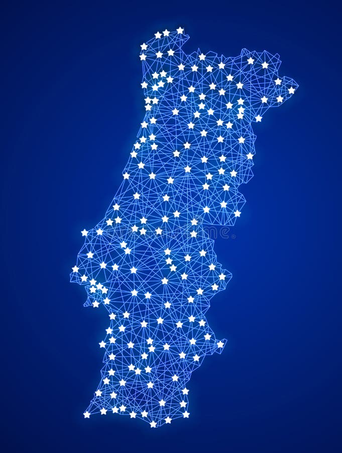 Communication Network Map of Portugal Stock Vector - Illustration of ...