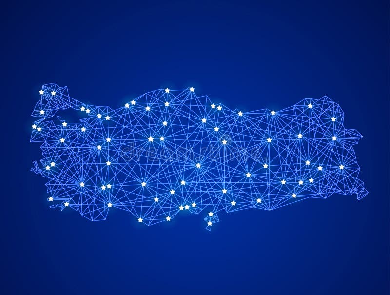 Communication Network Map of Turkey Stock Vector - Illustration of ...