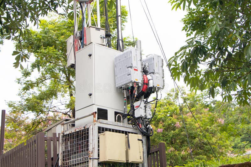 Communication Network Tower Telephone Pole Wireless Technology. Stock ...