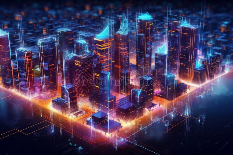 Communication Network of Urban City. Internet of Things. Business ...