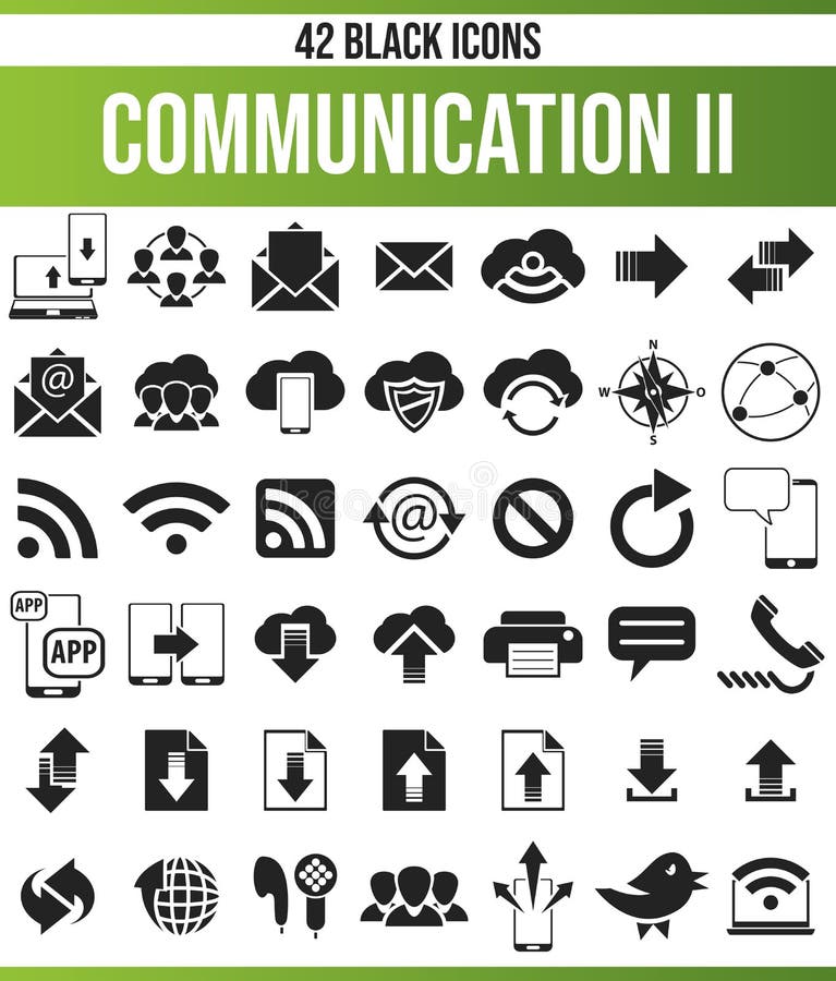 Communication Noire II D'ensemble D'icône Illustration de Vecteur ...