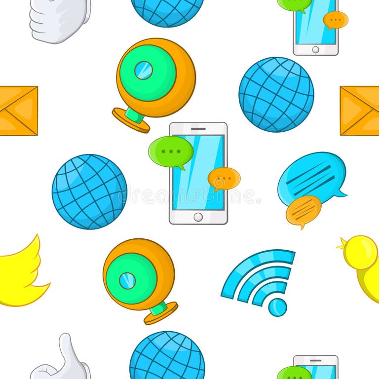 Communication Over Internet Pattern, Cartoon Style Stock Vector ...