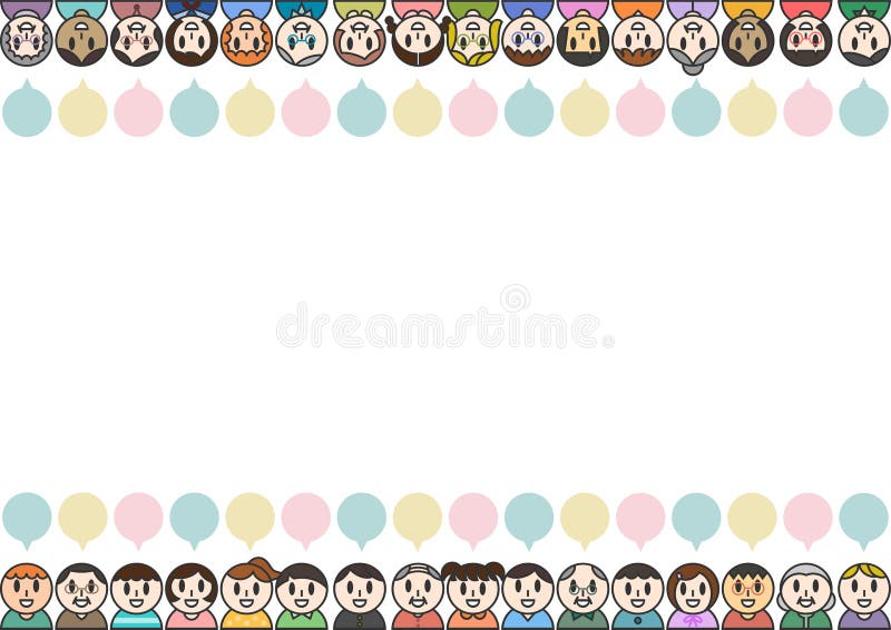 Communication of People. Face Icons with Speech Bubbles. Vector ...