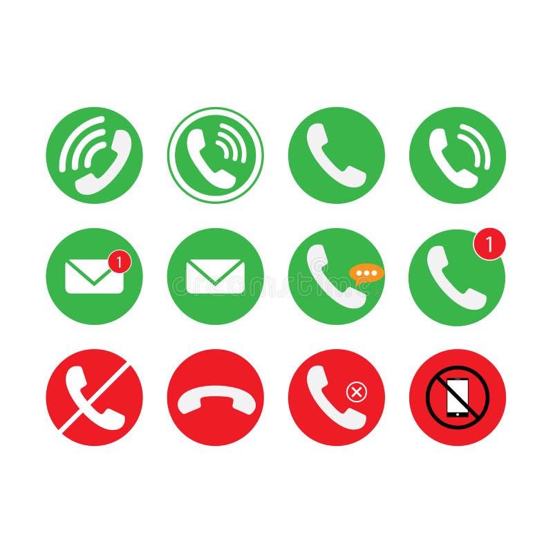 Communication of Phone, Call, Email Icon Set. Vector Illustration ...