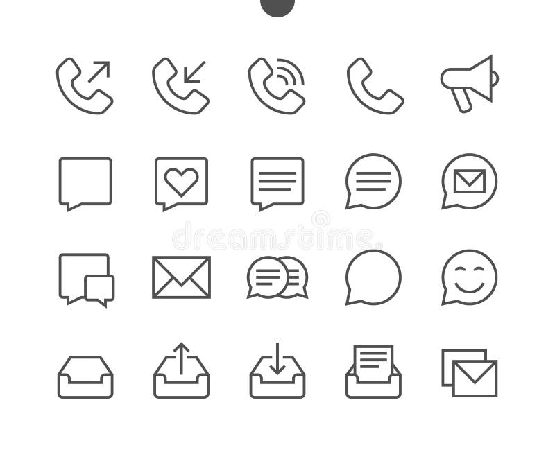Communication Pixel Perfect Well-crafted Vector Thin Line Icons Stock ...