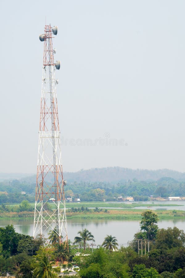 Communication Pole Stand among Nature Stock Photo - Image of ...