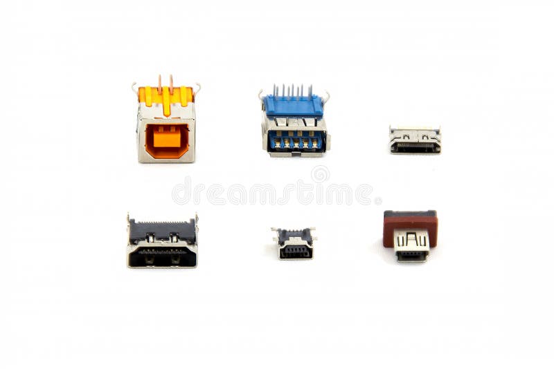 6 Communication Port Connectors Stock Photo - Image of digital, mico ...