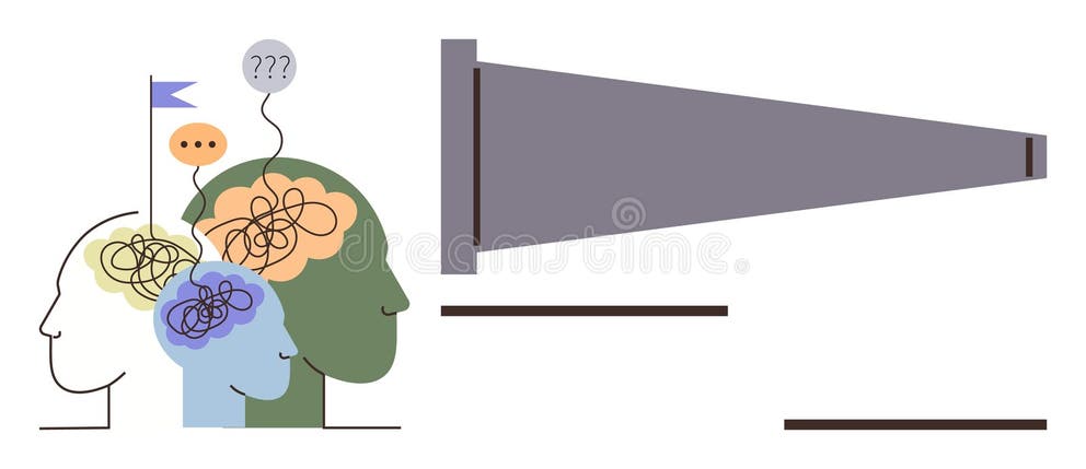 Communication and Problem-Solving Concept with Human Heads, Speech ...