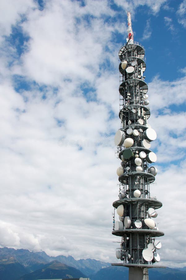 Communication Antenna Repeater Mounted on a Building Stock Image ...