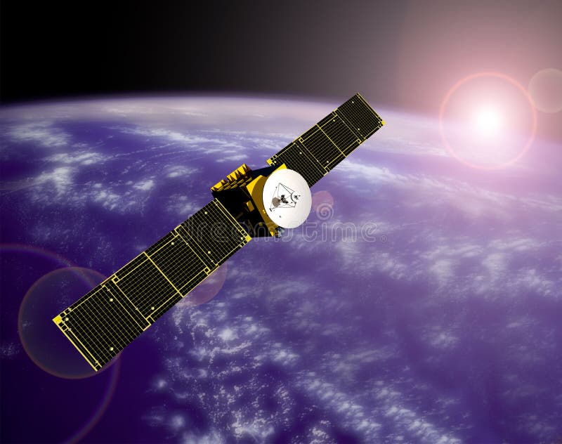 Orbiting High Tech Communication Satellite Space Telecommunication ...