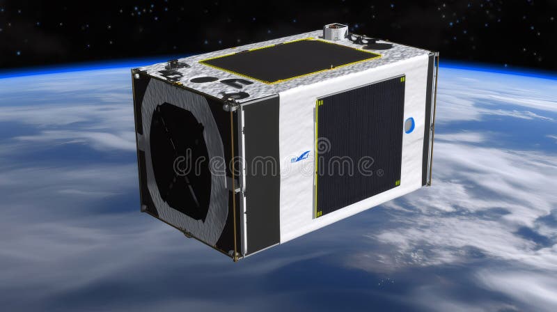 Communication Satellite Orbiting Earth, Transmitting Data from Space ...