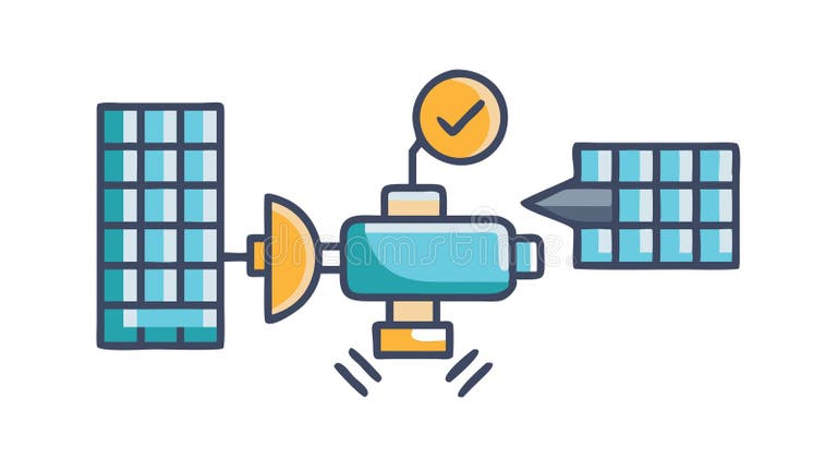 Communication Satellite with Solar Panel and Antenna Vector, Vector ...