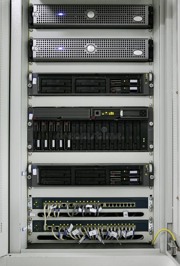 Communication Servers Center Stock Image - Image of firewall, racks ...