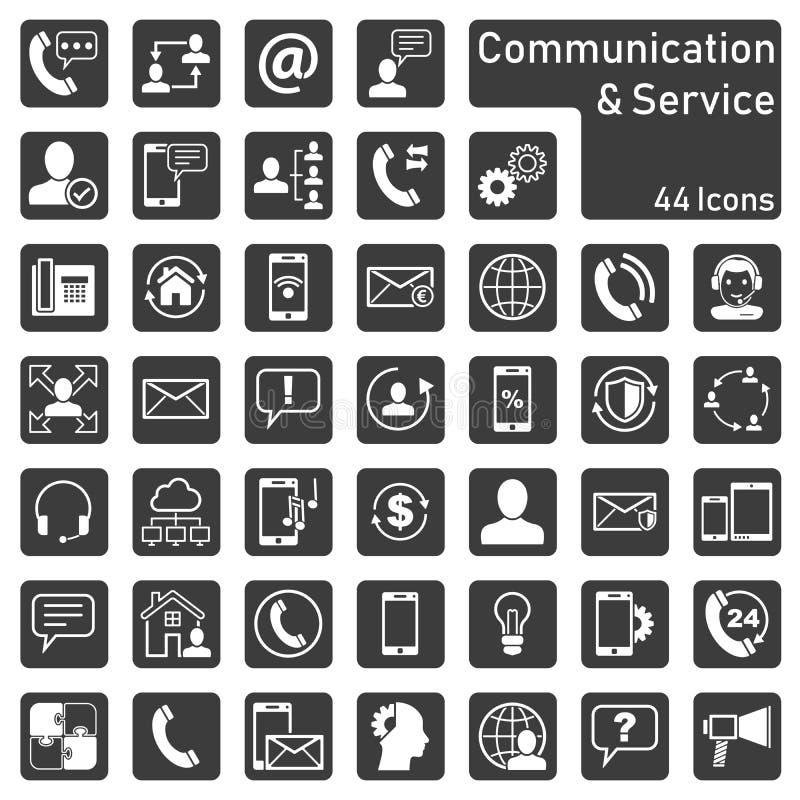Communication Service Icons Stock Illustration - Illustration of call ...