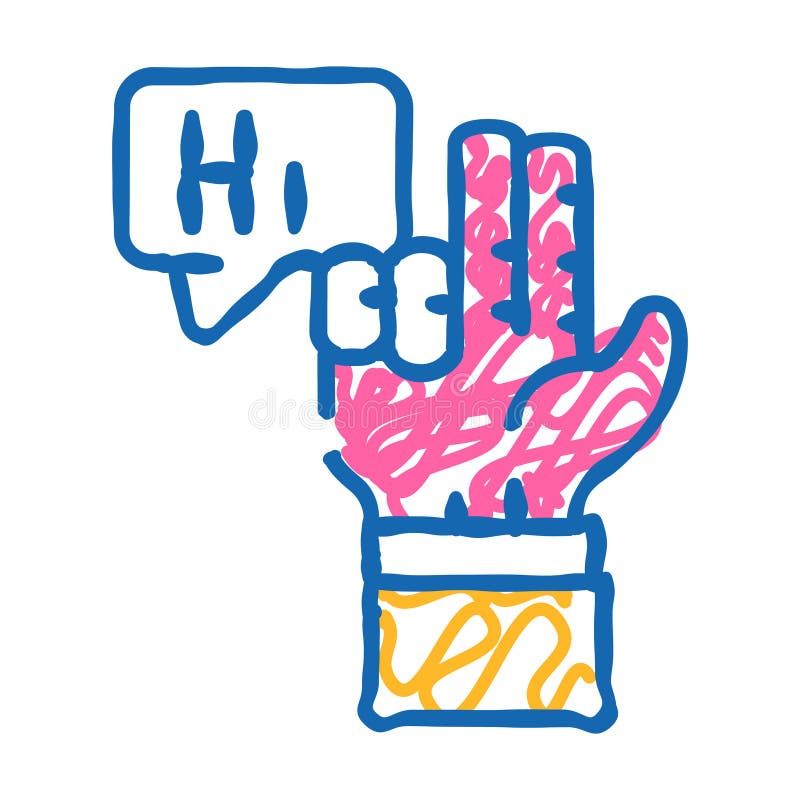 Communication in Sign Language Icon Doodle Illustration Stock ...