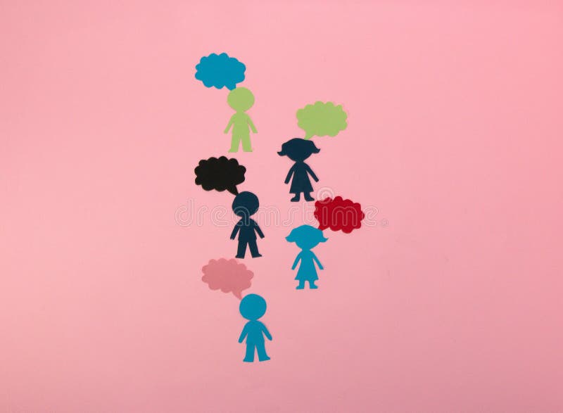 Communication, Silhouettes of People with Bubbles One Under the Other ...