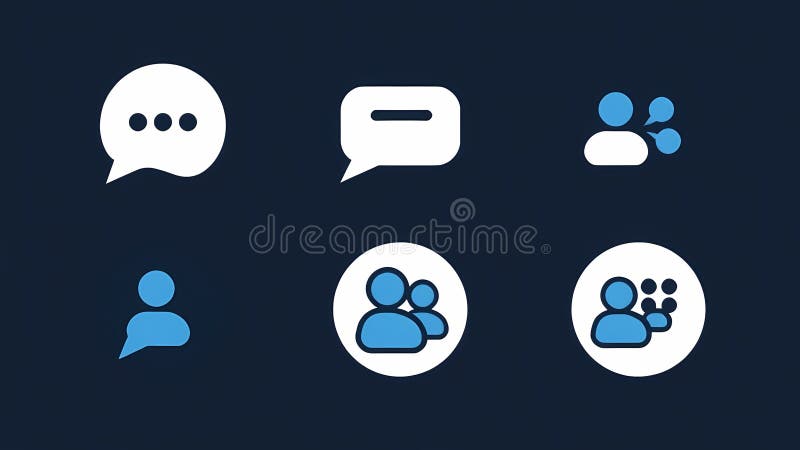 Communication and Social Media Icons Representing Chat and User ...