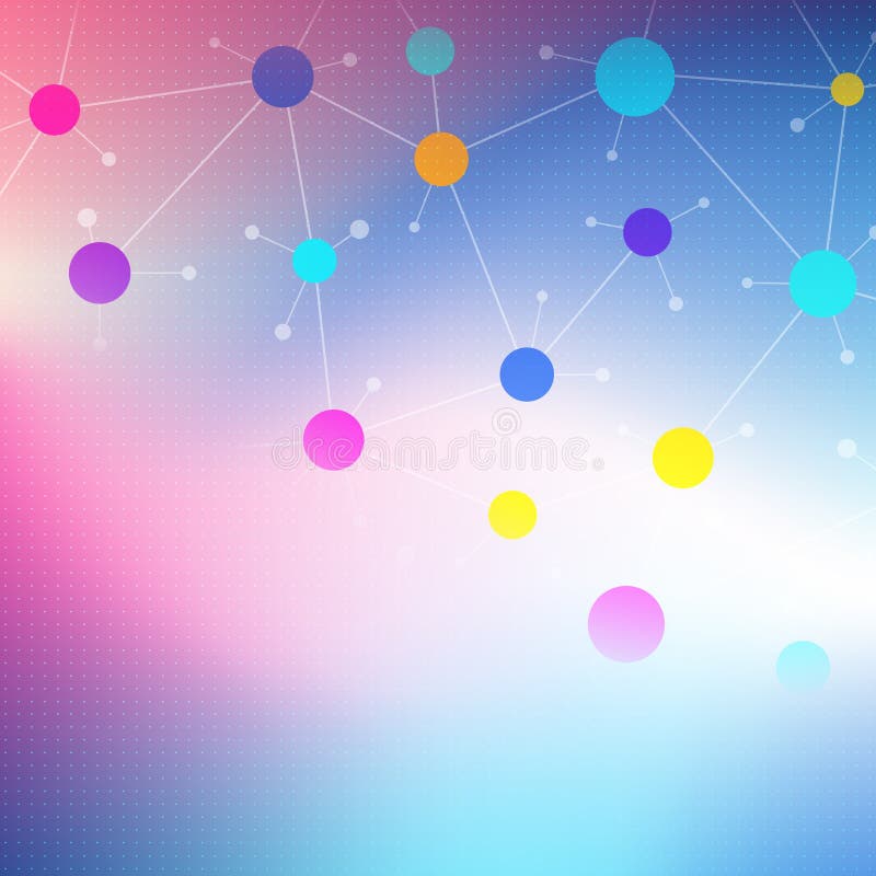 Communication Social Network on Colored Light Background, Abstract ...