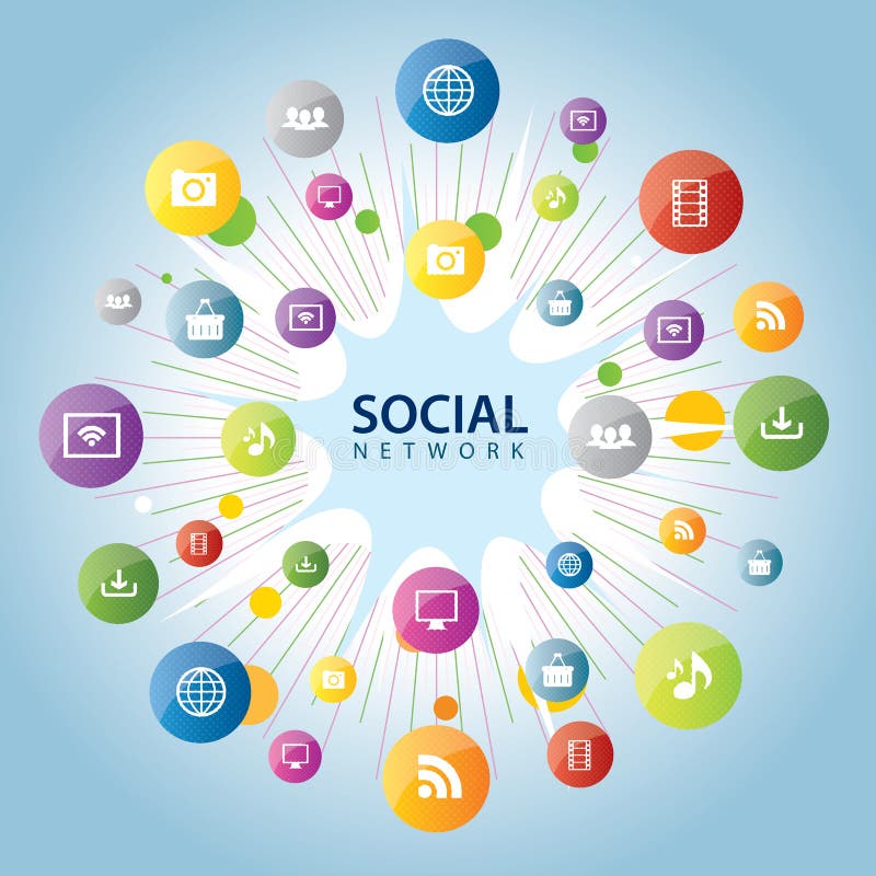 Communication in Social Networks Stock Vector - Illustration of network ...