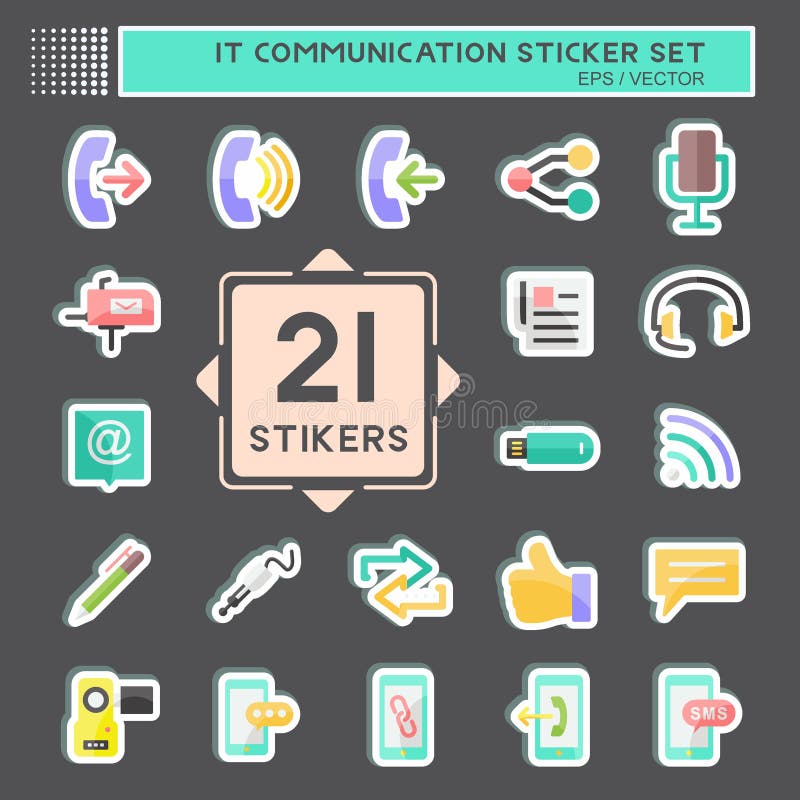 It Communication Sticker Set. Suitable for Education Symbol. Simple ...
