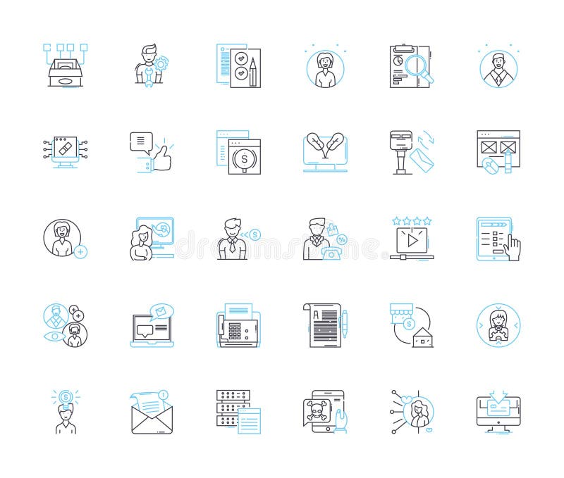 Communication Strategy Linear Icons Set. Target, Message, Audience ...