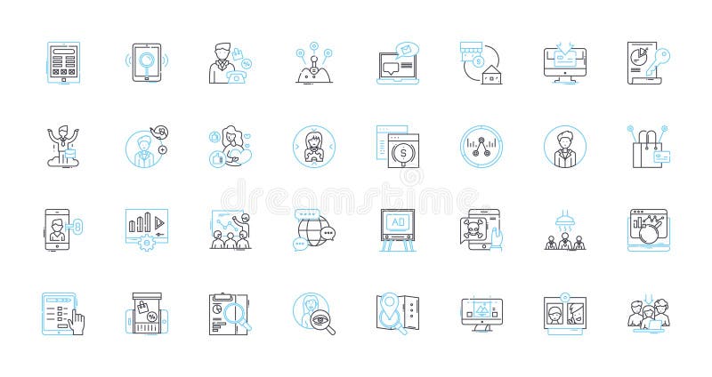 Communication Strategy Linear Icons Set. Target, Message, Audience ...