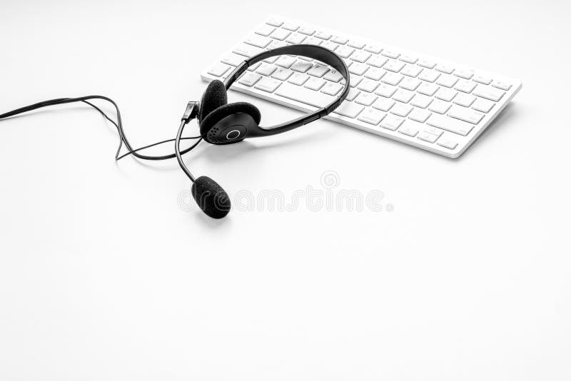 Communication Support Call Center. Voip Headset and Computer Laptop ...
