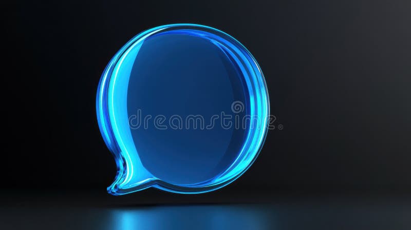 Communication Symbol in Blue Glowing Outline Against a Dark Background ...