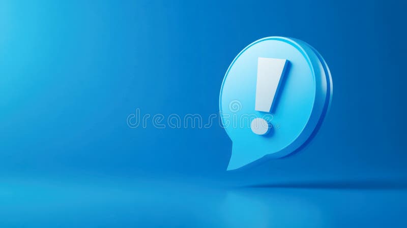 Communication Symbol with an Exclamation Mark on a Blue Background in a ...