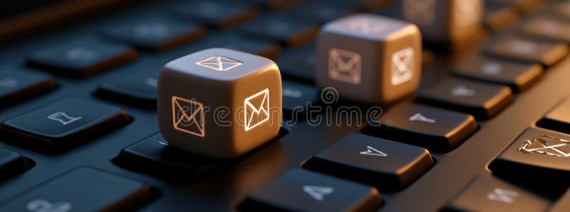 Communication Symbols Illuminated on White Keyboard Stock Photo - Image ...