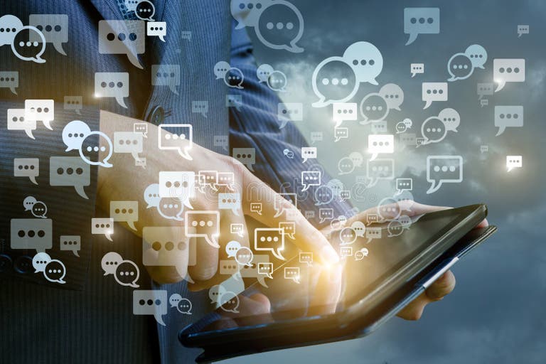 Communication on the Tablet . Stock Image - Image of media, gadget ...