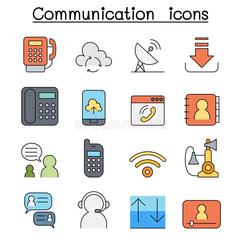 Communication Technology Icons Stock Vector - Illustration of group ...