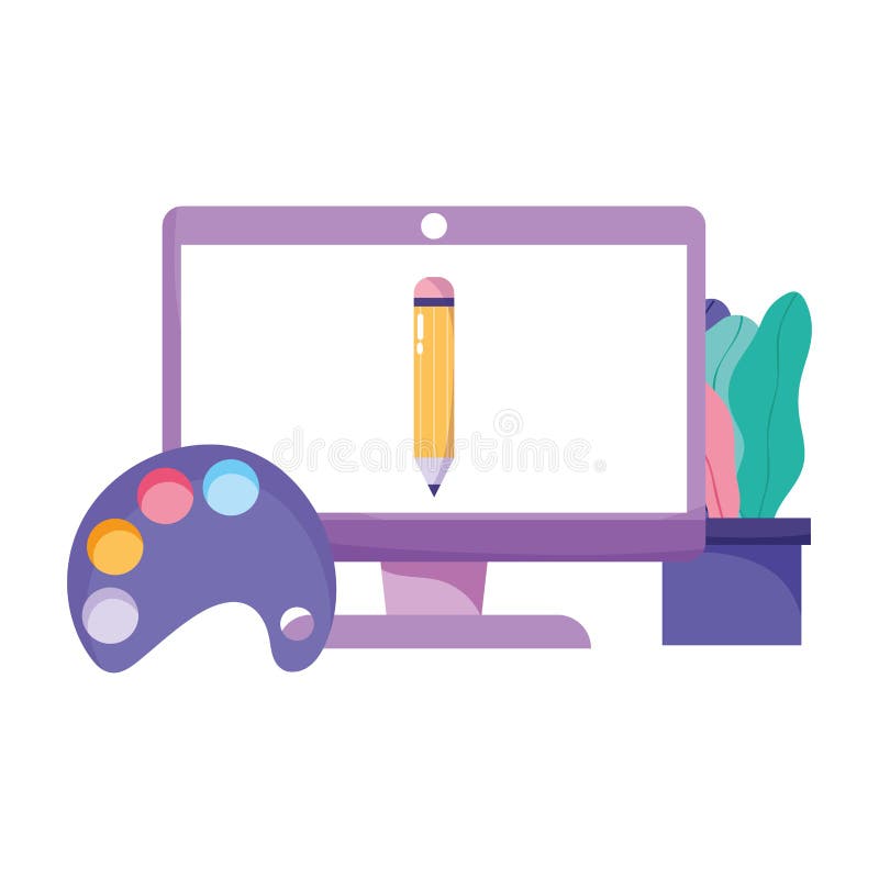 Communication and Technology, Computer Pencil Color Palette Idea Stock ...