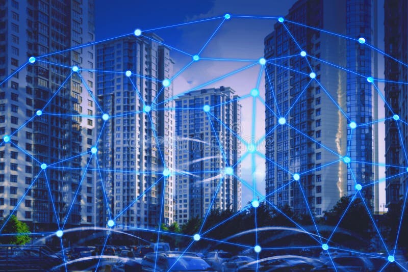 Communication Technology. City Covered with Digital Network Stock Image ...