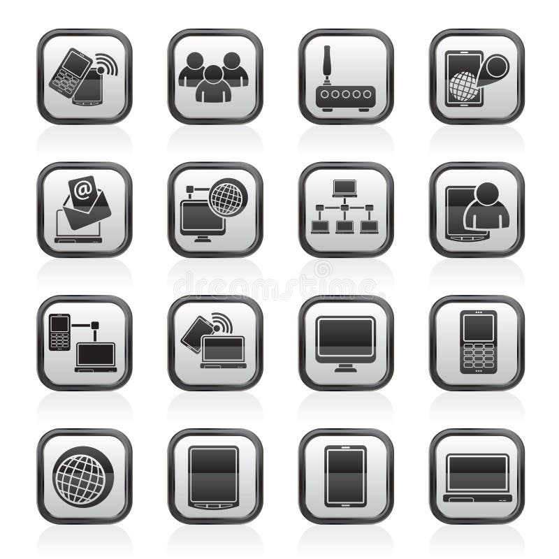 Communication and Technology Equipment Icons Stock Vector ...