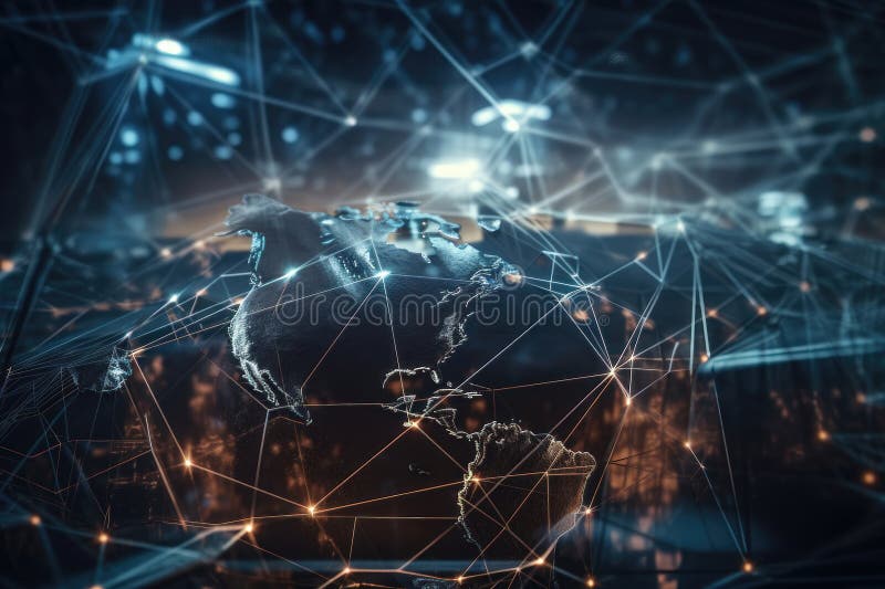Communication Technology Global World Network Concept. AI Generated ...